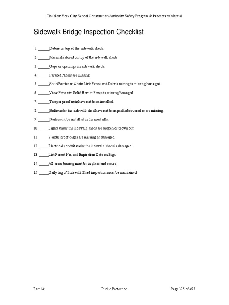 CL-Sidewalk Bridge Inspection | PDF | Technology & Engineering