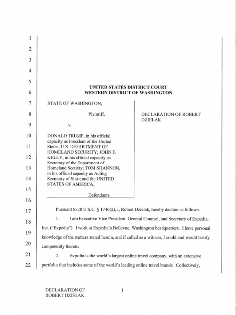Expedia Declaration of Support | PDF