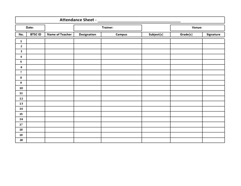 Attendance Sheet | PDF