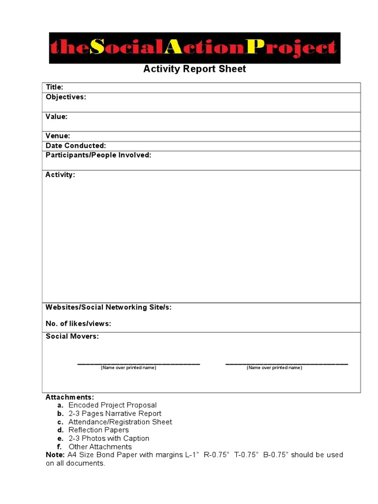 Activity Report Sheet: On All Documents | PDF