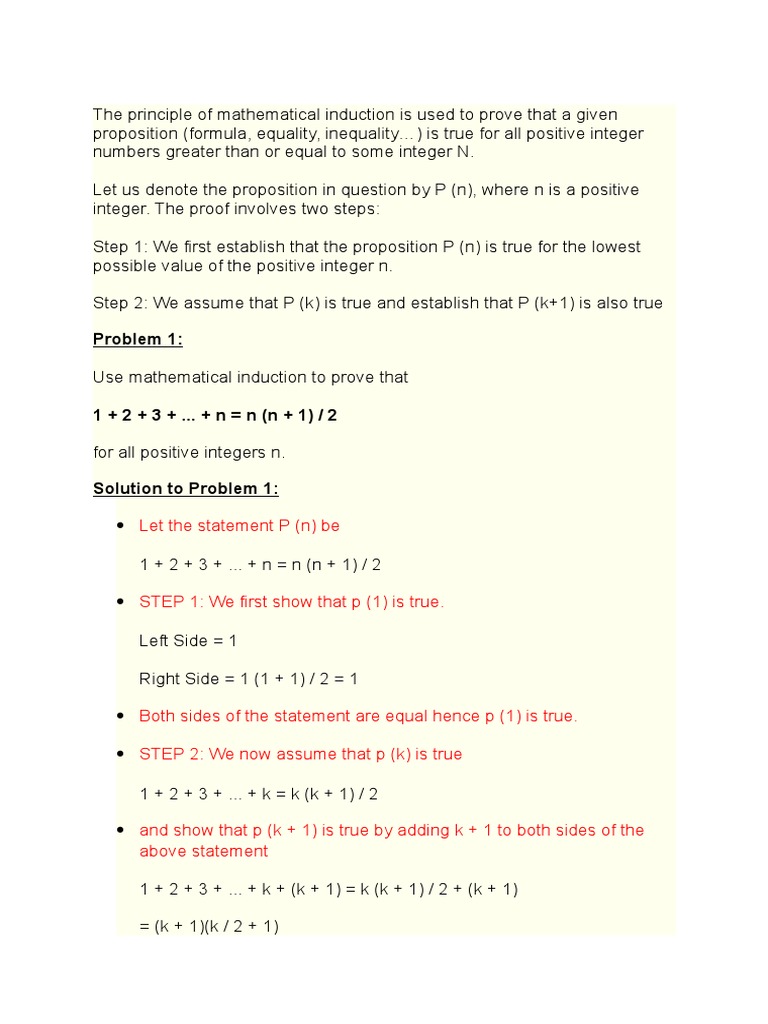 Mathematical induction proofs | PDF | Inequality (Mathematics ...