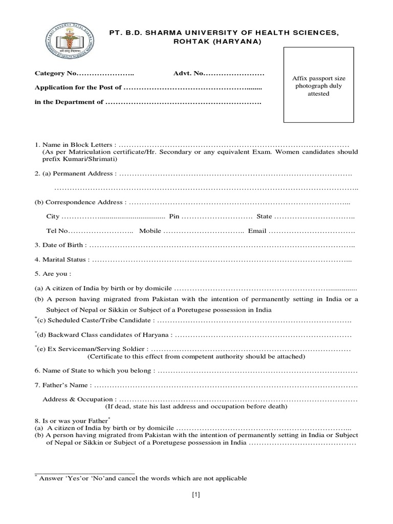 Application PGIMS Rohtak Research Officer Posts | PDF | Citation