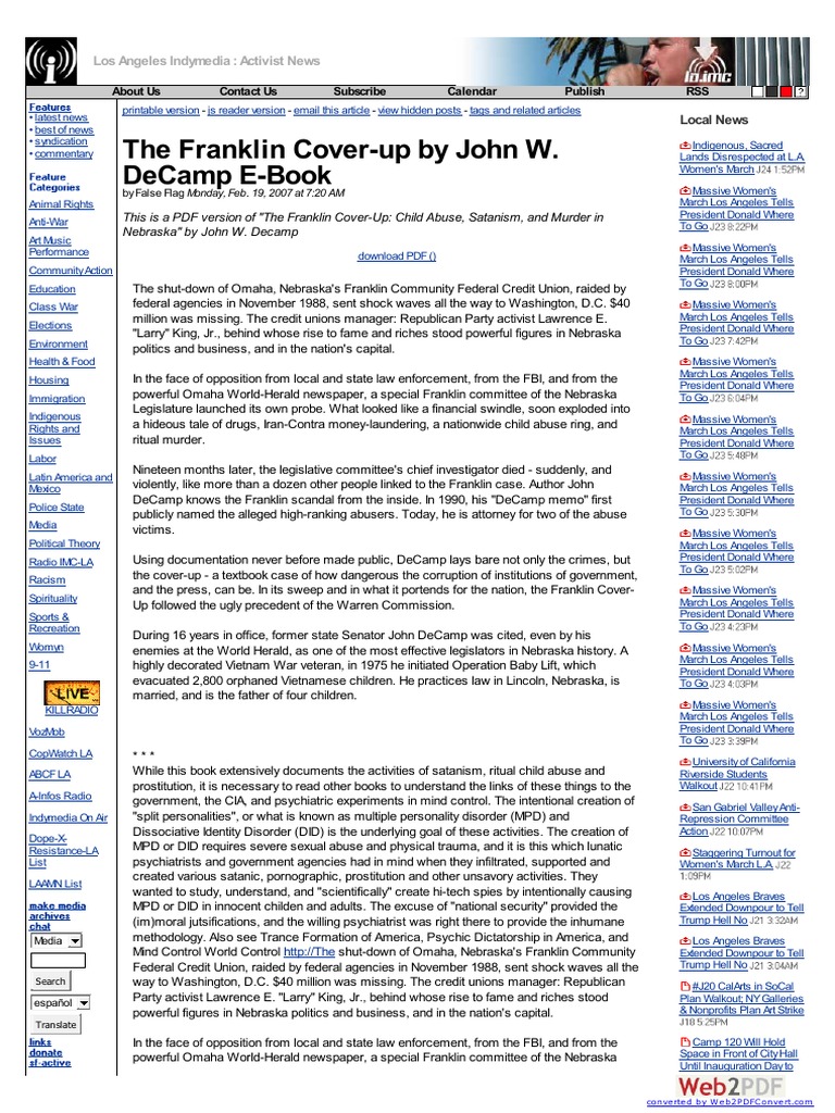 The Franklin Coverup | PDF | Public Sphere | Crime Thriller