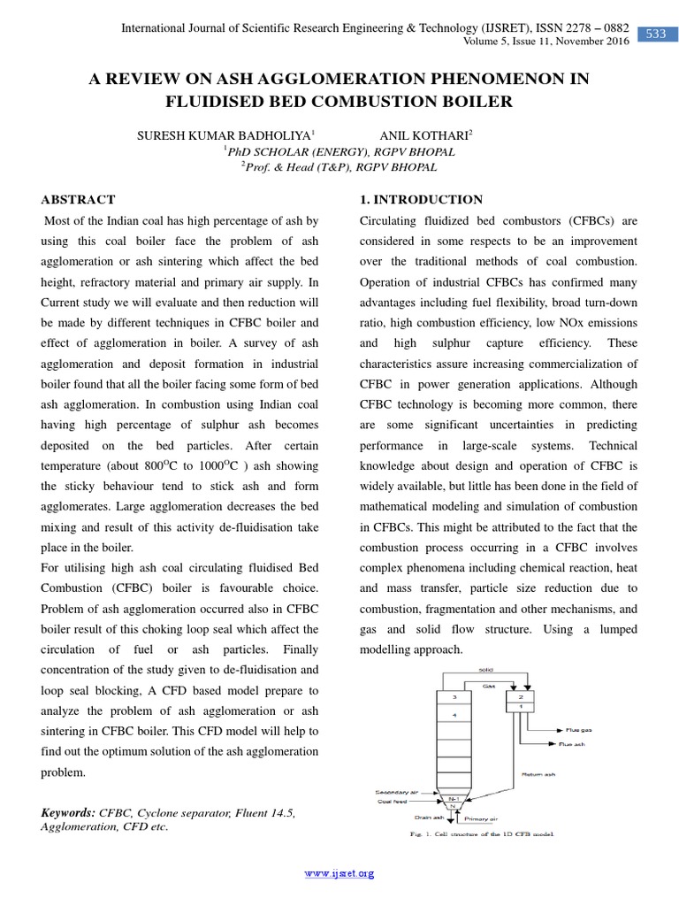 Ash Agglomeration in CFBC Boilers | PDF | Fluidization | Gasification