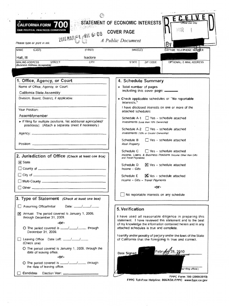 California Form 700: Economic Interests | PDF | Business