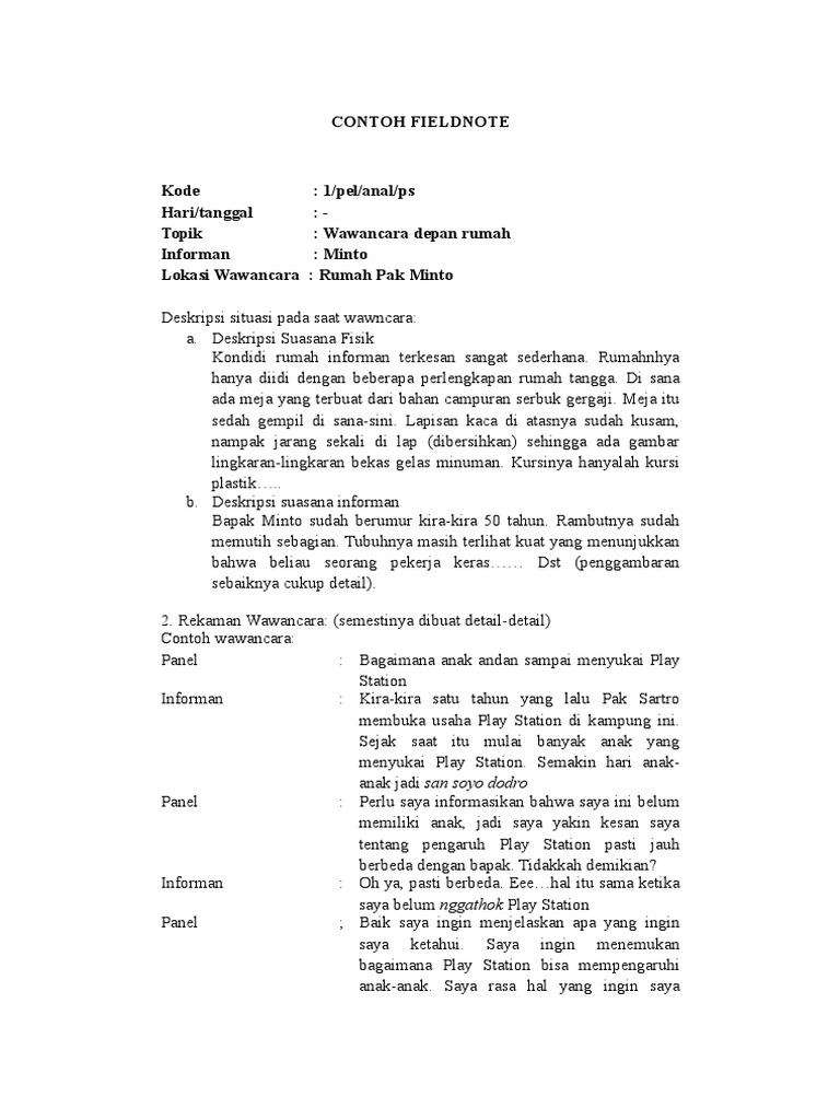 Contoh Fieldnote | PDF