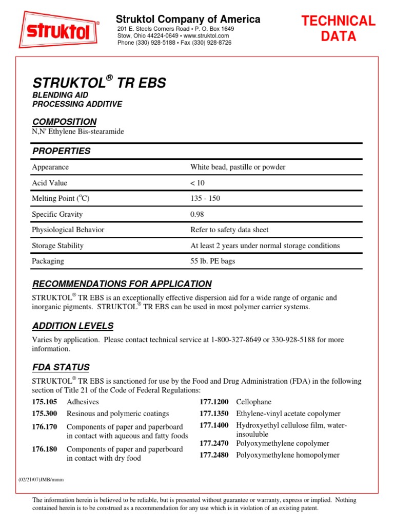 Struktol TR Ebs: Technical Data | PDF