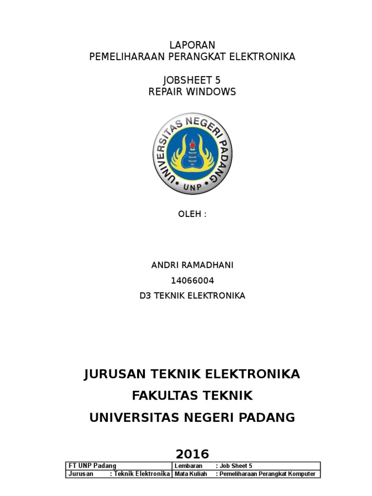 Jobsheet 5 Repair Windows | PDF