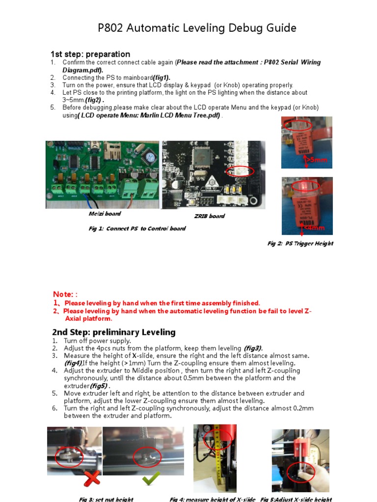 P802 Automatic Leveling Debug Guide | PDF | Electronic Engineering | Electrical Engineering