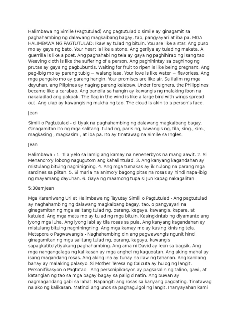 Halimbawa NG Simile | PDF