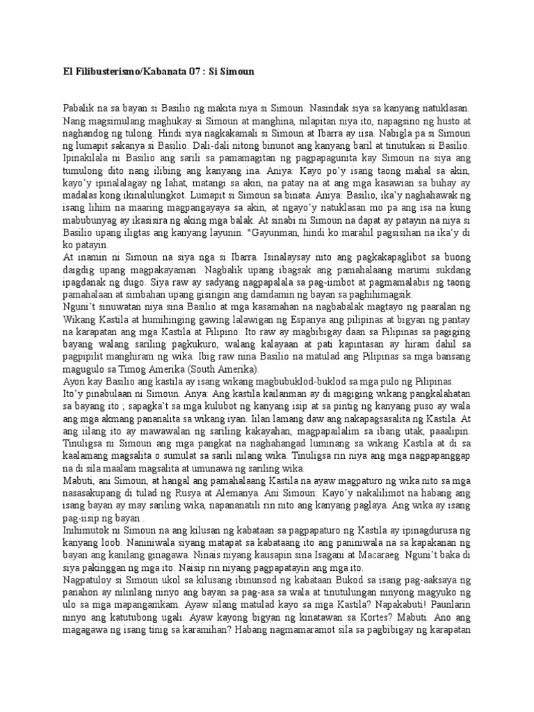 El Filibusterismo Kabanata 07 Si Simoun | PDF