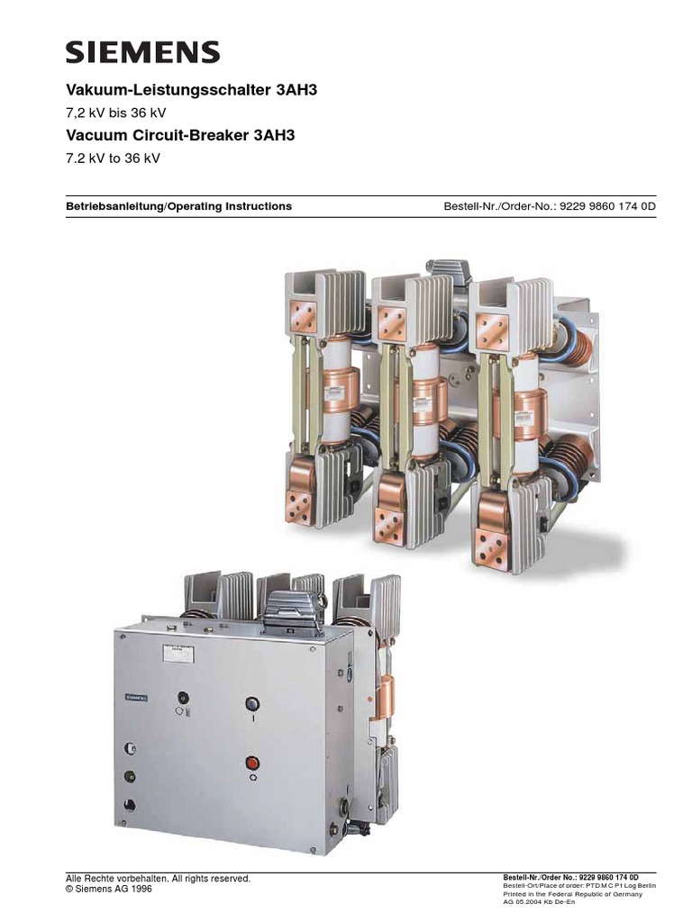 Vacuum Circuit-Breaker 3AH3 (7.2 KV to 36 KV)