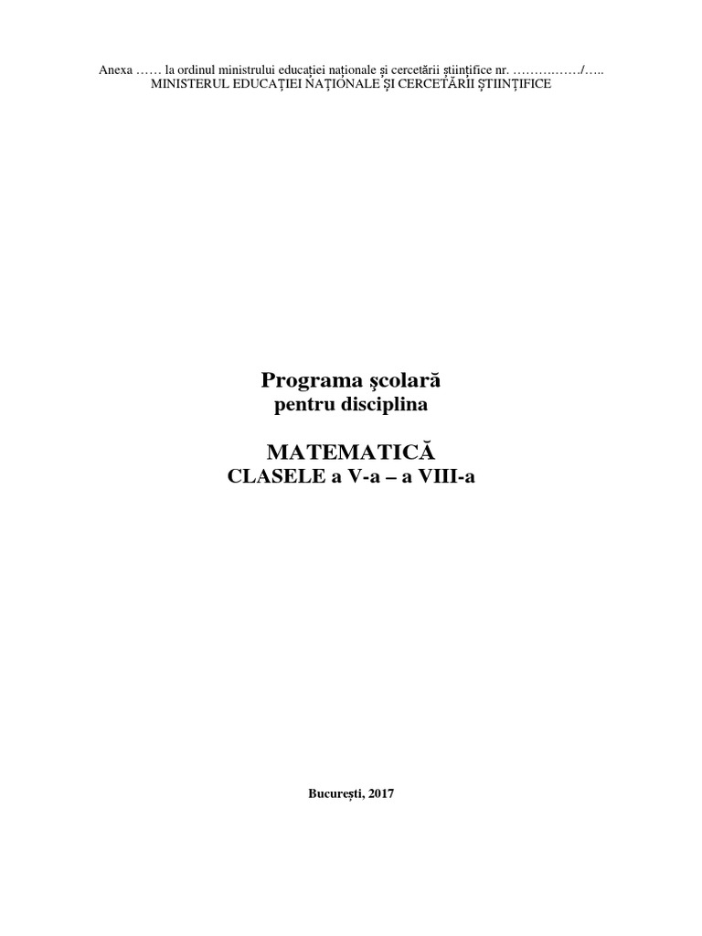 Proiect Programe Matematica Gimnaziu | PDF