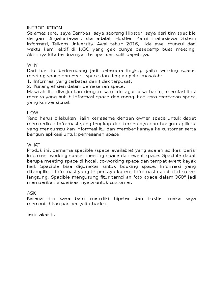 Contoh Pitching | PDF