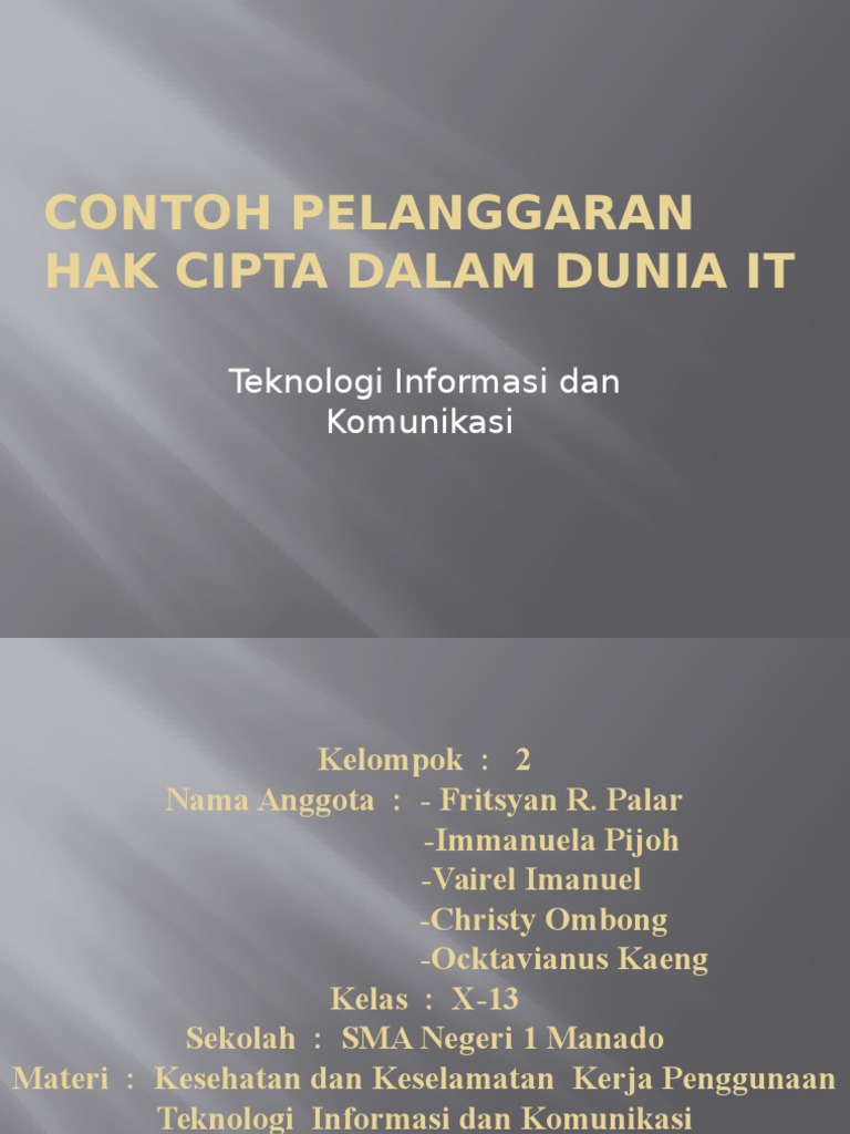 Contoh Pelanggaran Hak Cipta Dalam Dunia It | PDF
