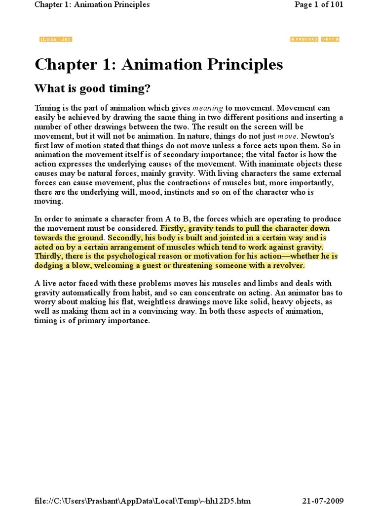 Chapter 1: Animation Principles: What Is Good Timing? | PDF