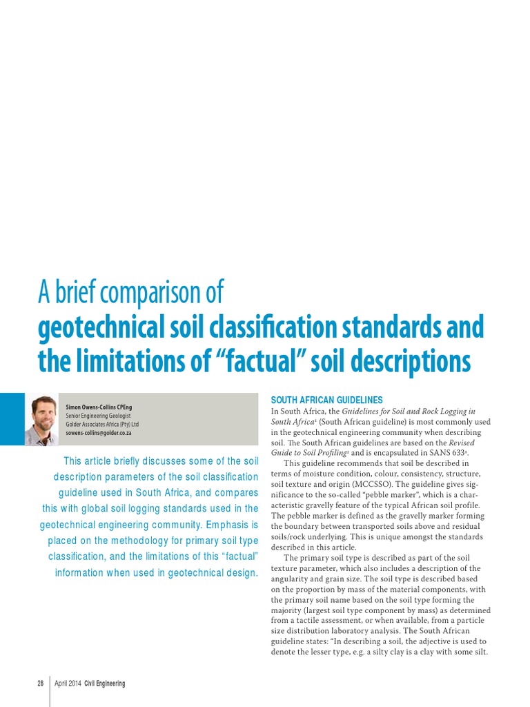 A Brief Comparison of Geotechnical Soil Classification Standards | PDF ...