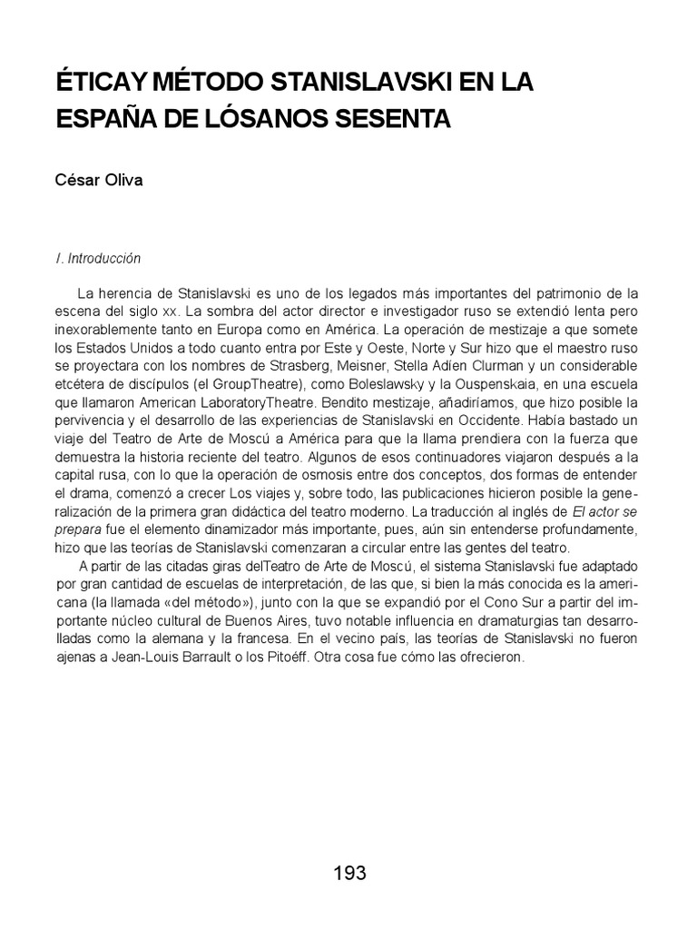 Ética y Método Stanislavski en España | PDF | Teatro | Teoría