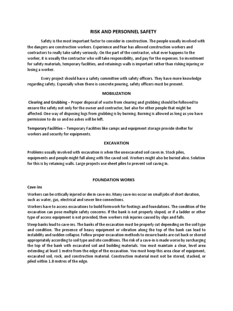 Risk and Personnel Safety | PDF | Personal Protective Equipment ...