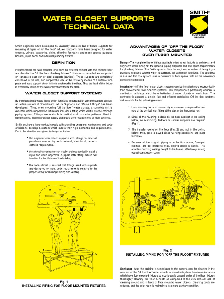 Water Closet Supports Technical Data | PDF | Plumbing | Toilet