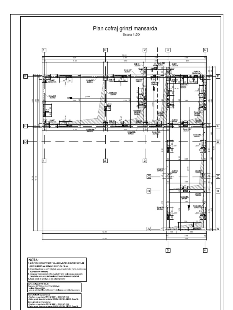 Plan Cofraj Grinzi Mansarda | PDF