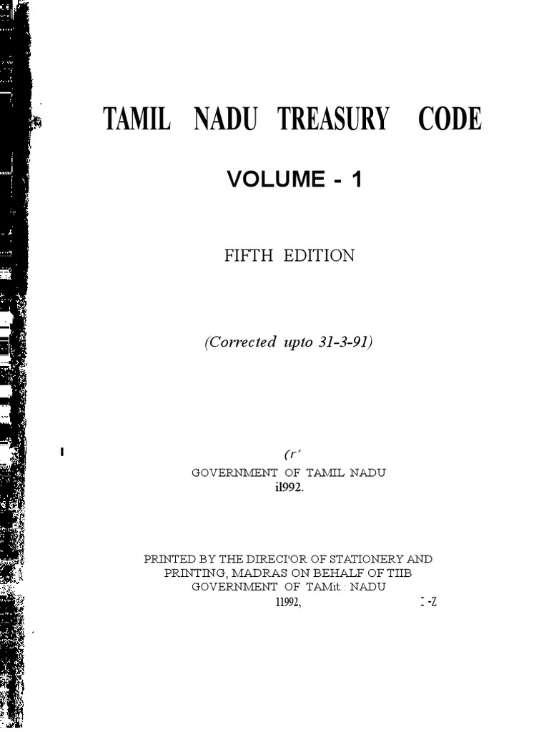 Tamil Nadu Treasury Code Summary | PDF | Expense | Cheque