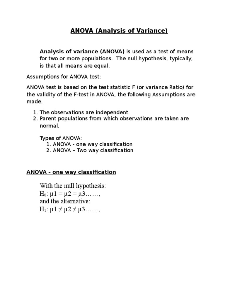 Anova | PDF | F Test | Analysis Of Variance