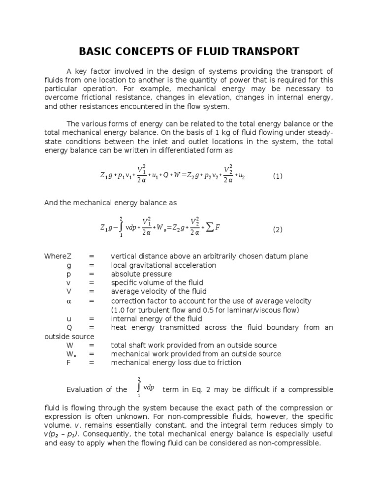 Basic Concepts of Fluid Transport | PDF | Fluid Dynamics | Reynolds Number