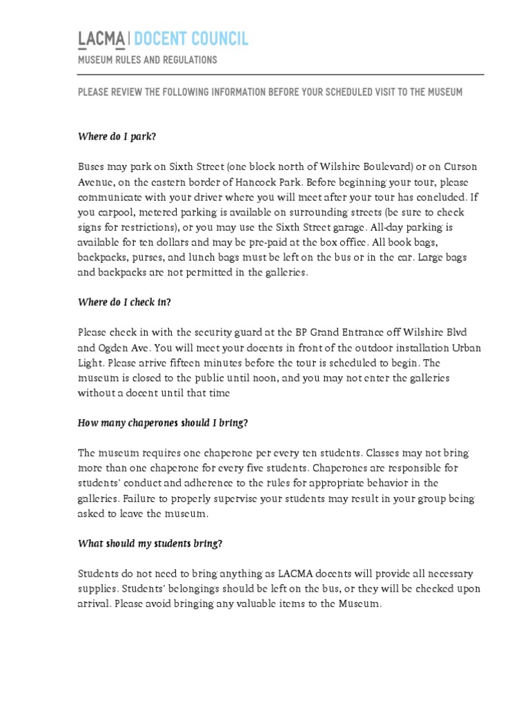 Museum Visitor Rules and Guidelines | PDF | Library And Museum | Transport