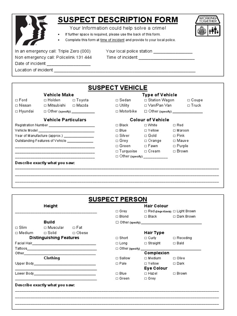 Suspect Description Form | PDF