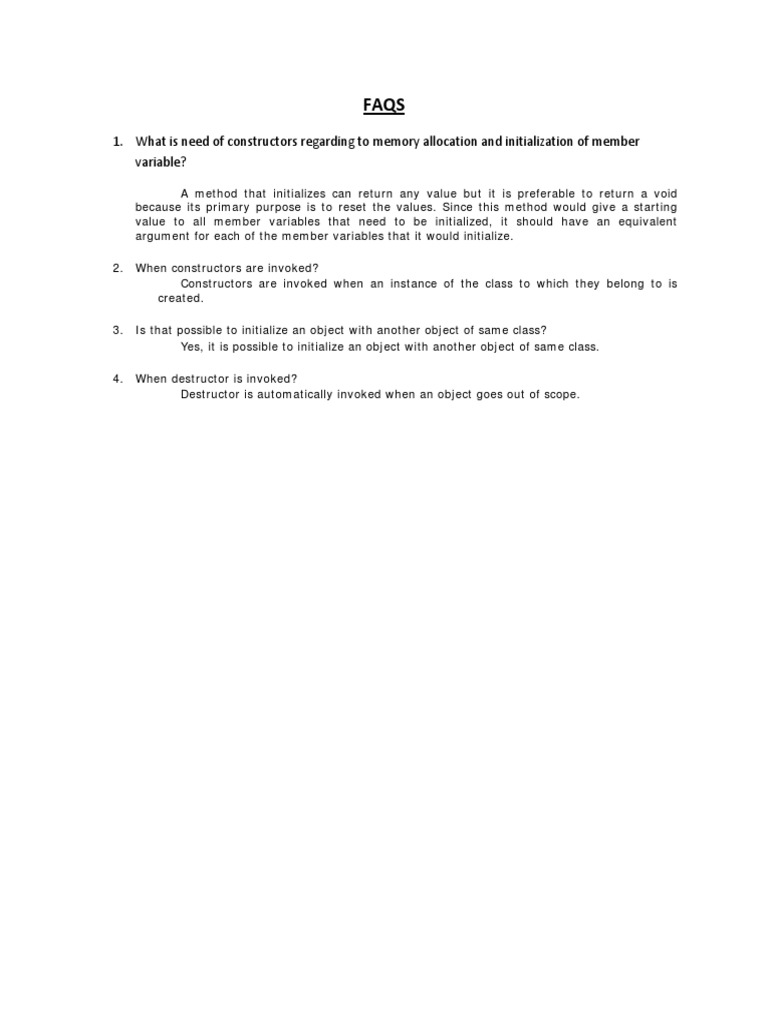 What Is Need Of Constructors Regarding To Memory Allocation And Initialization Of Member