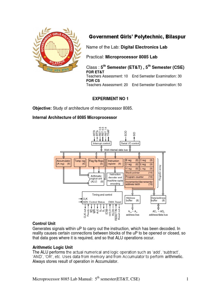 Microprocessor 8085 Lab Manual | Download Free PDF | Instruction Set | Computer Data