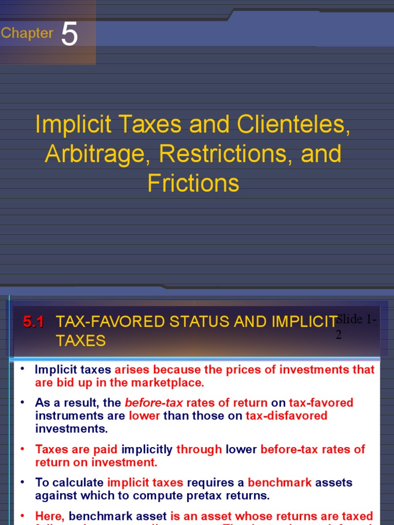 Implicit Taxes Arbitrage Restrictions and Frictions | Municipal Bond ...
