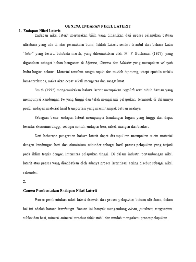 Genesa Endapan Nikel Laterit | PDF
