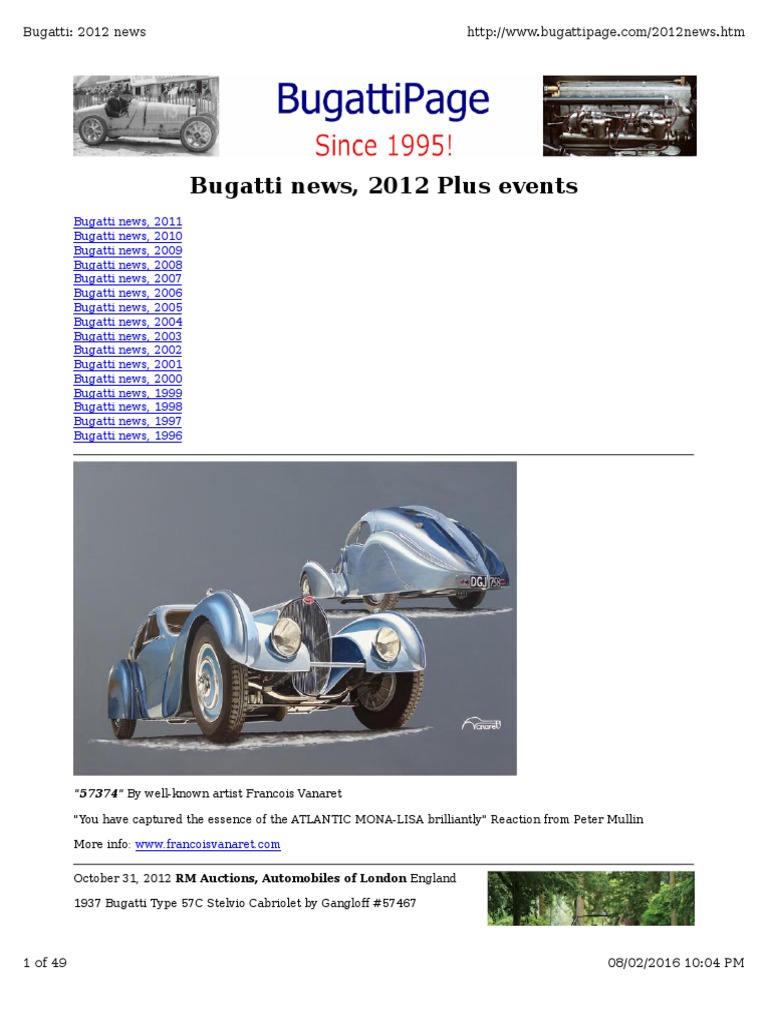 Bugatti: 2012 News | PDF | Automotive Industry | Automobiles