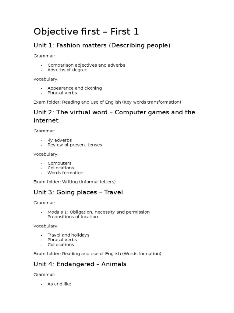 English Language Skills: Units 1-8 Overview | PDF