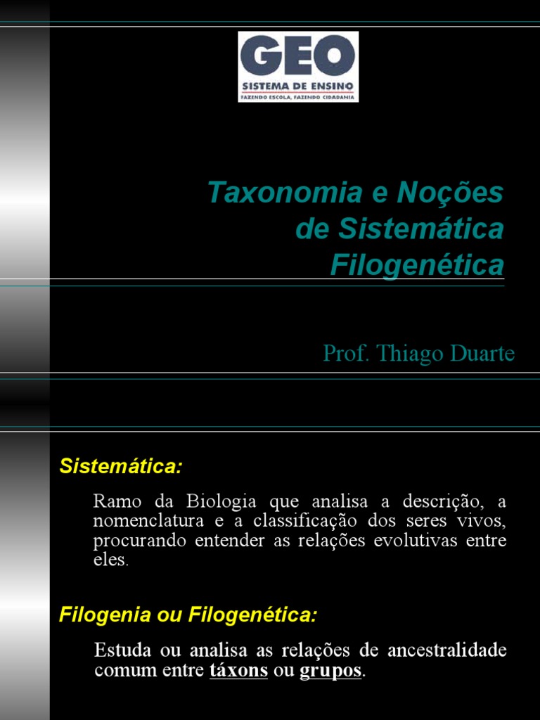 Taxonomia Sistematica Filogenetica | PDF | Filogenética | Taxonomia (Biologia)