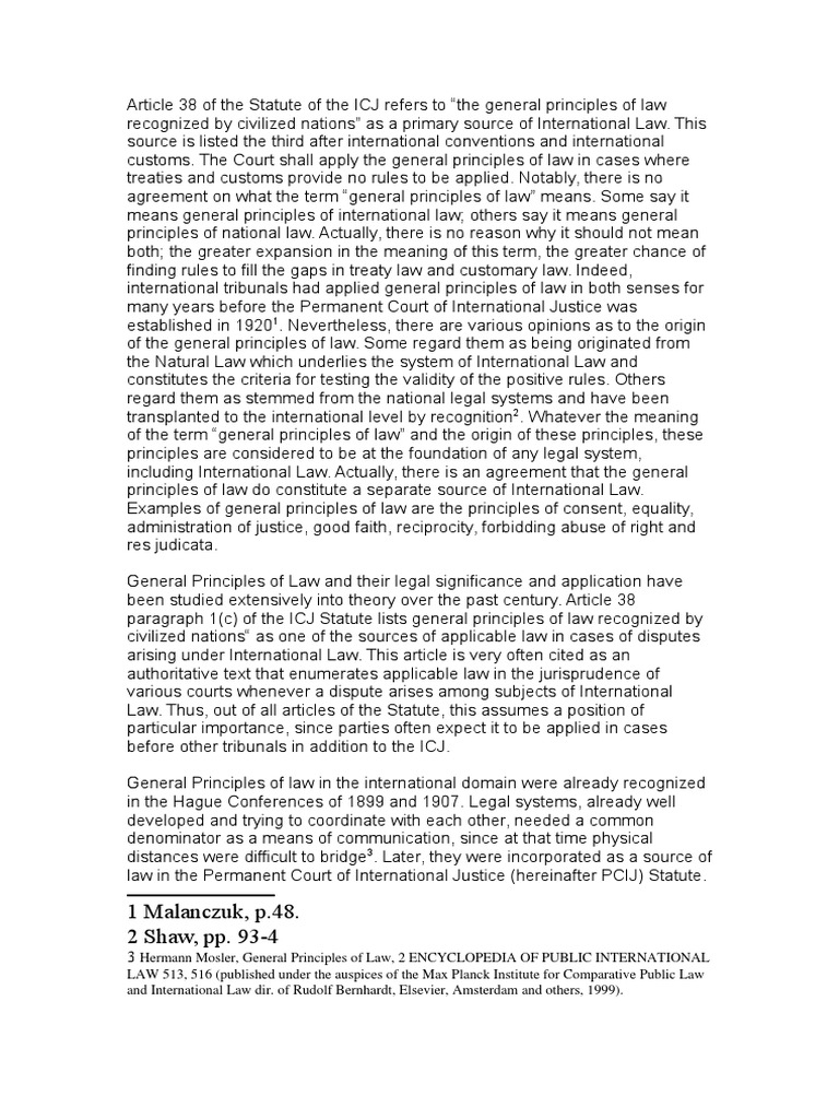Article 38 of The Statute of The ICJ Refers To | PDF | International ...