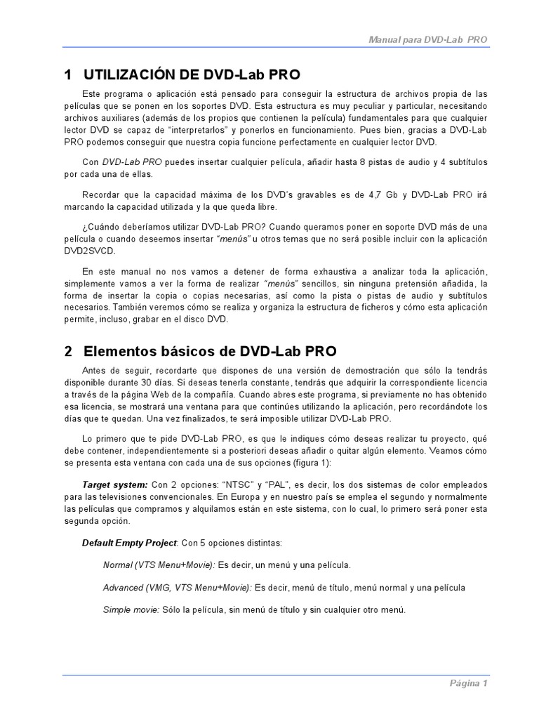 Manual Básico para Dvd-Lab Pro | PDF | Ventana (informática) | Menú ...