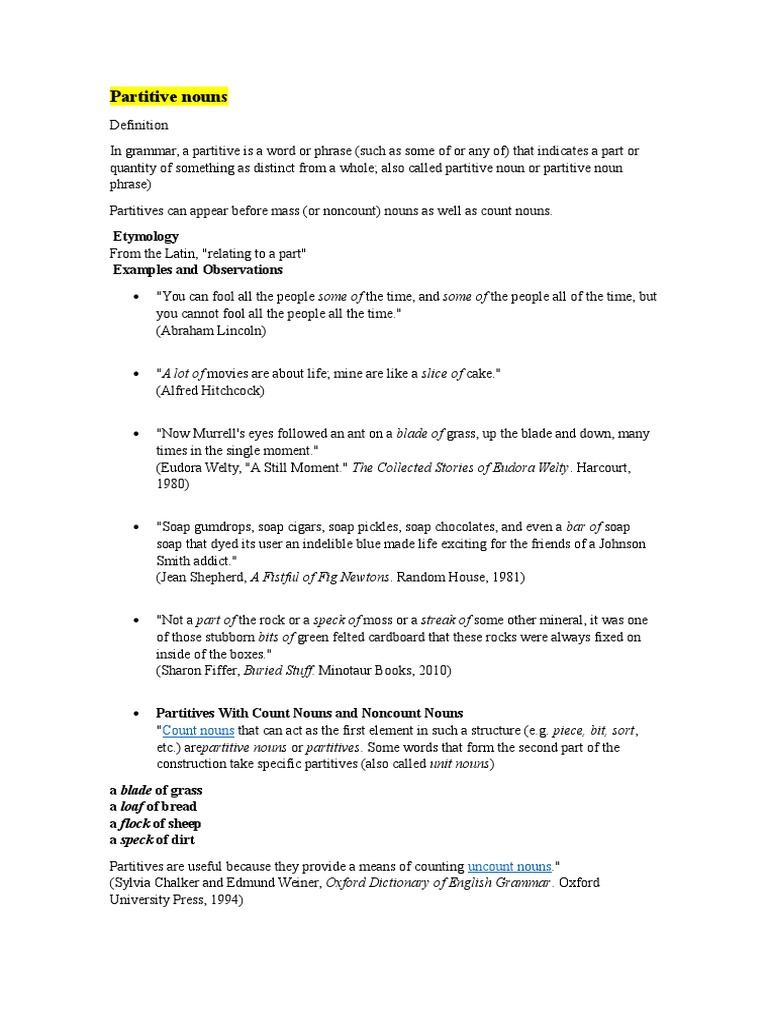 Partitive Nouns | Noun | Garlic