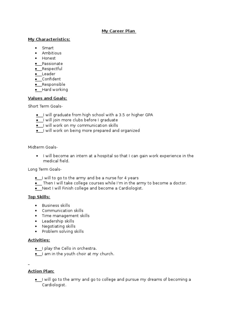 My Career Plan | PDF