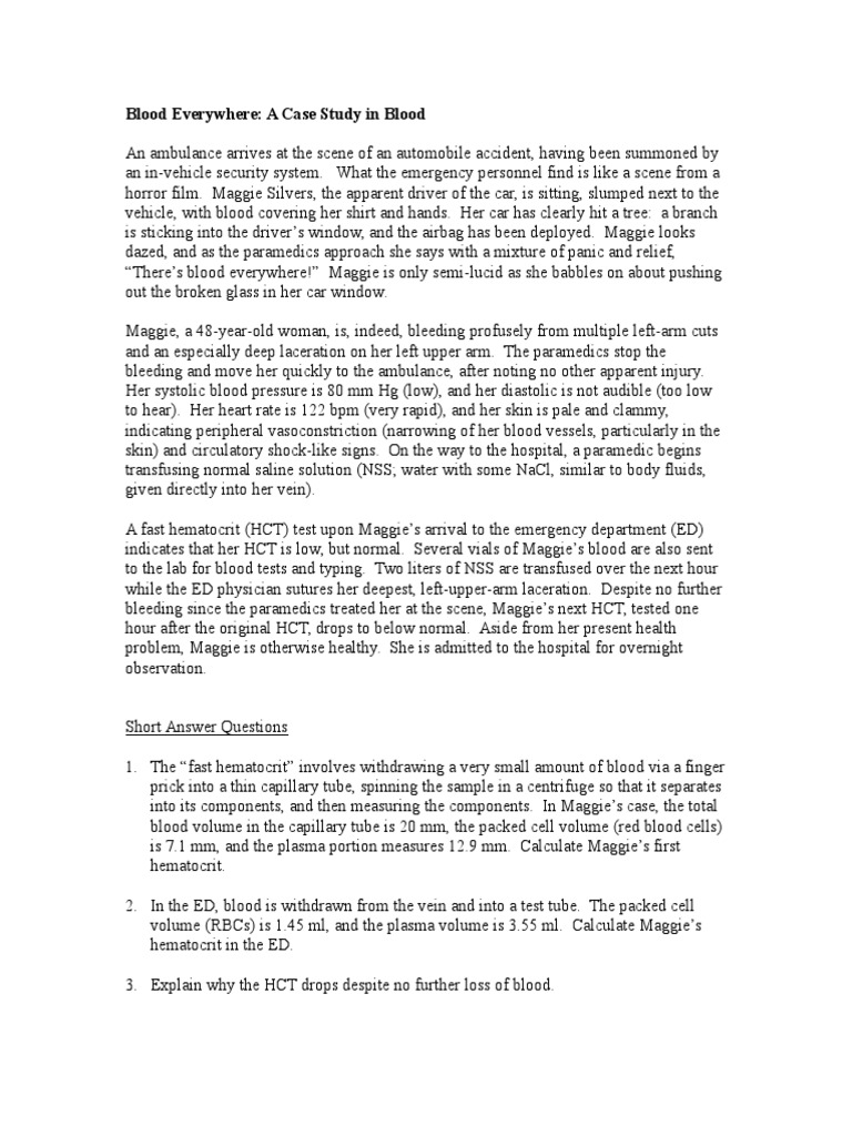 Blood Everywhere: A Case Study in Blood | PDF | Blood | Physiology