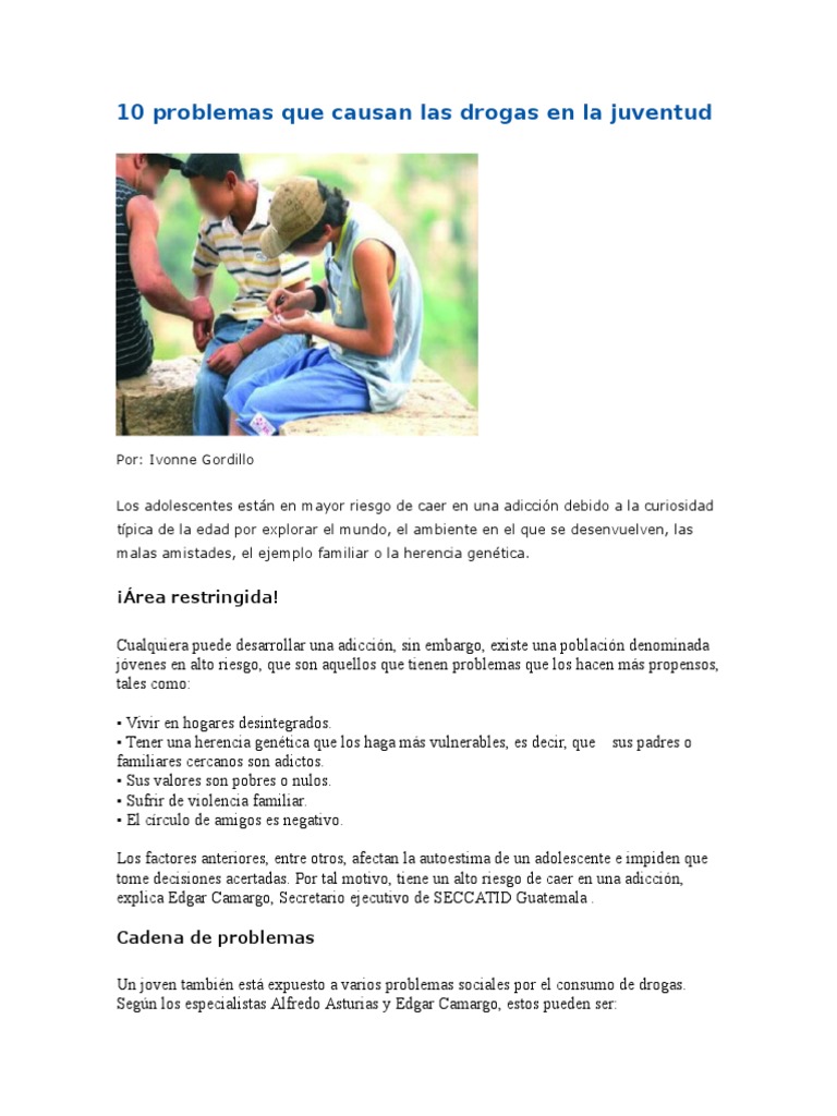 10 Problemas Que Causan Las Drogas en La Juventud | PDF | La dependencia de sustancias ...