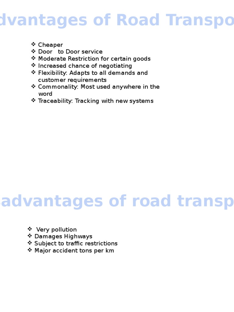 Advantages of Road Transport | PDF