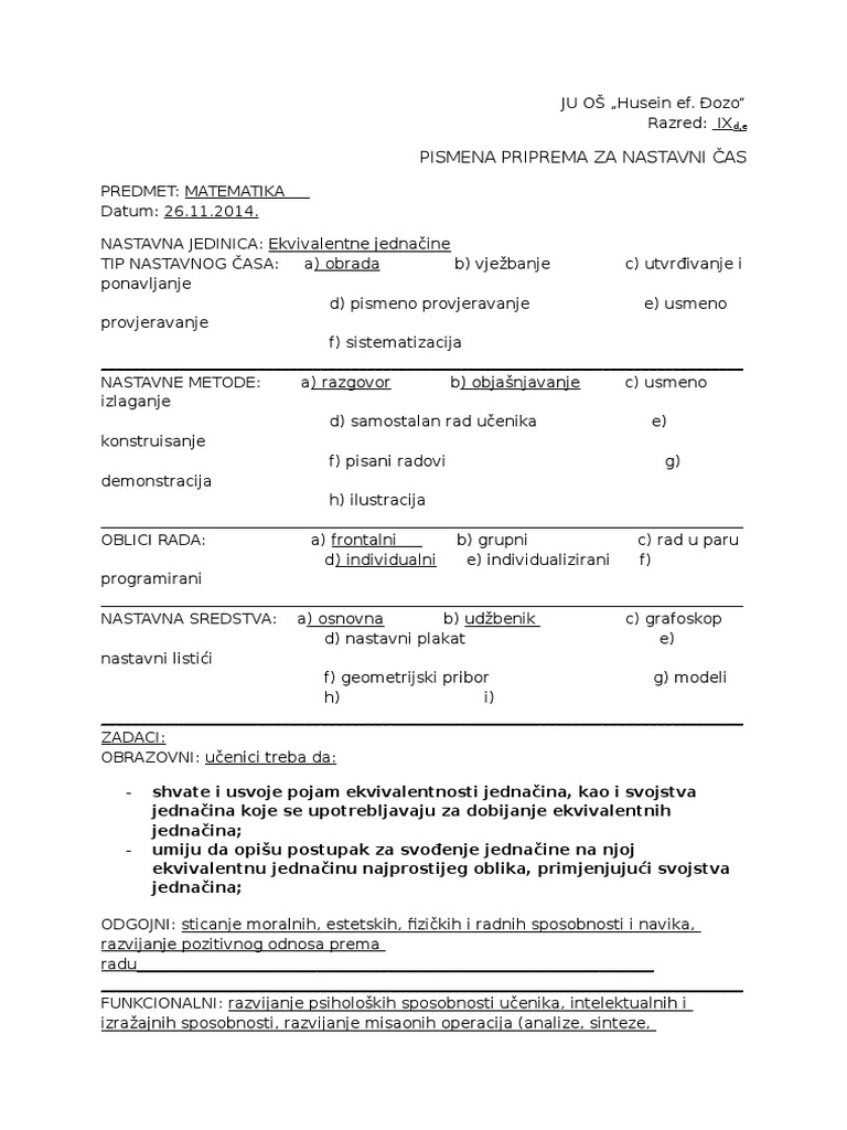 Ekvivalentne Jednačine | PDF