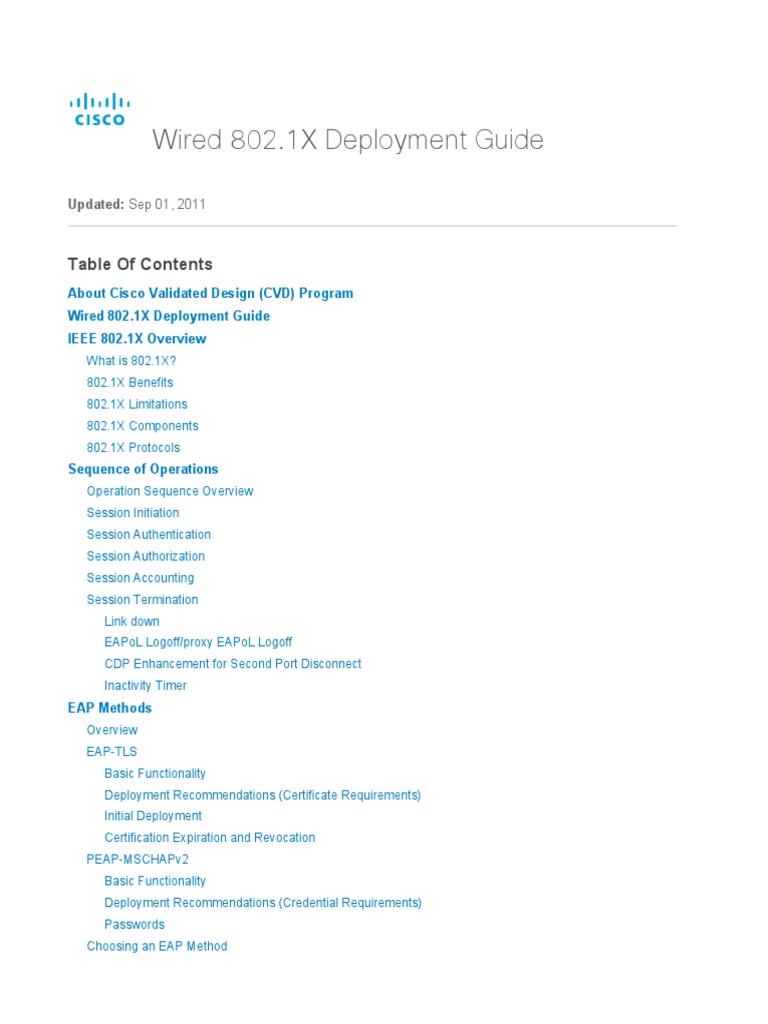 Dot1x Dep Guide - Cisco | PDF | Radius | Access Control