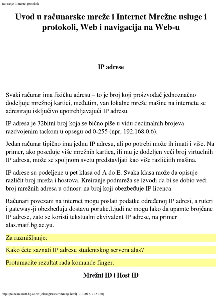 Rutiranje I Internet Protokoli | PDF
