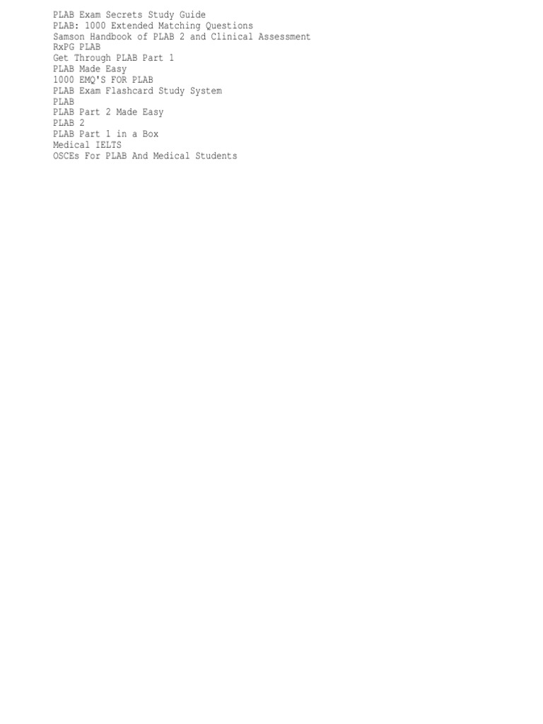 Essential PLAB Exam Preparation Books | PDF | Computers