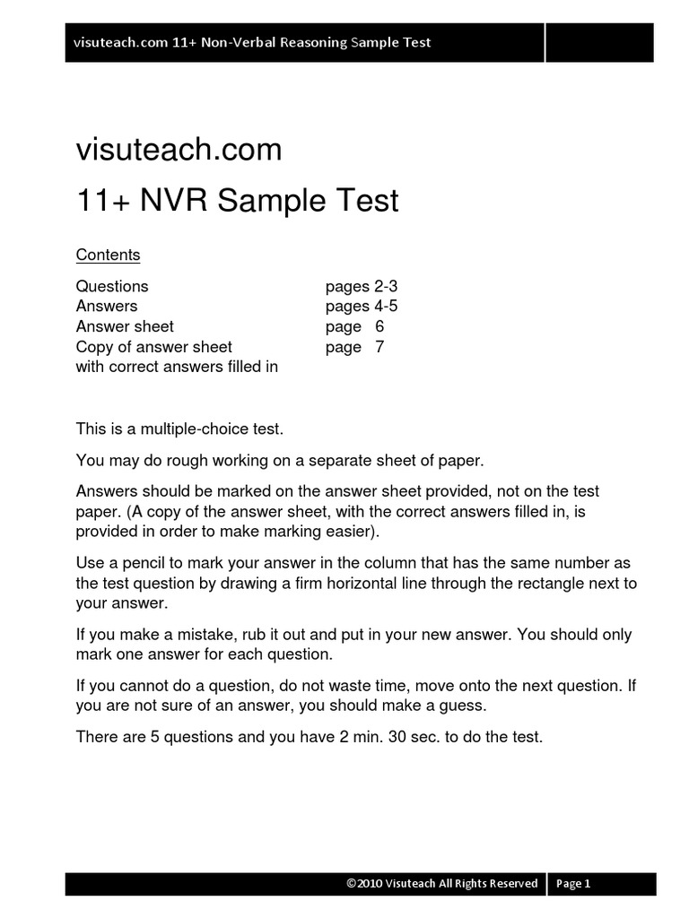 11plusexams NVR Sample Test | PDF | Rectangle | Triangle