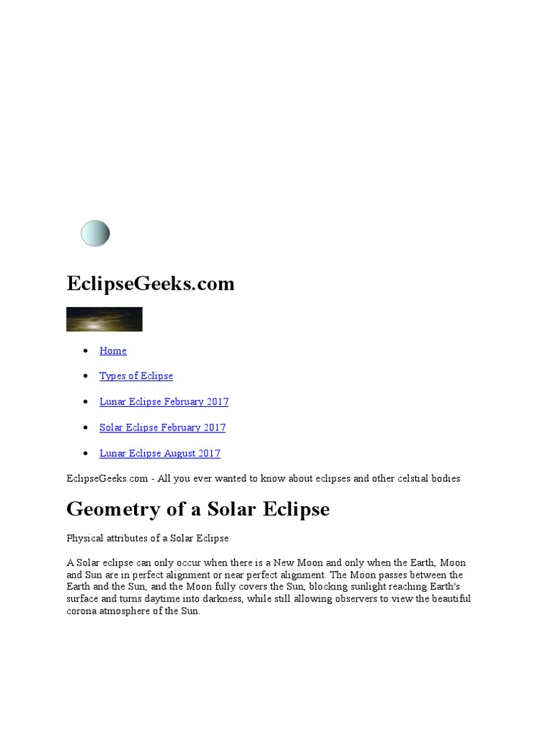 Solar Eclipse | PDF